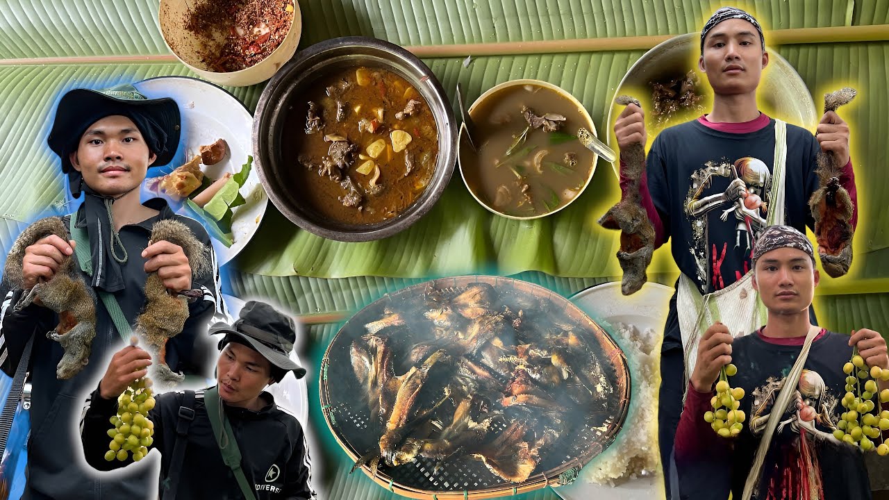 Hunter Mee Ta Pler food in jungle ( What kind of meat do you like guys ...