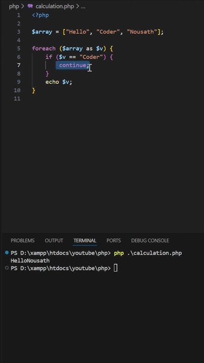PHP continue Statement 👨‍💻 1-Minute Tutorial | #PHP #Shorts #YouTube #NousathCoder #CodingTips ...