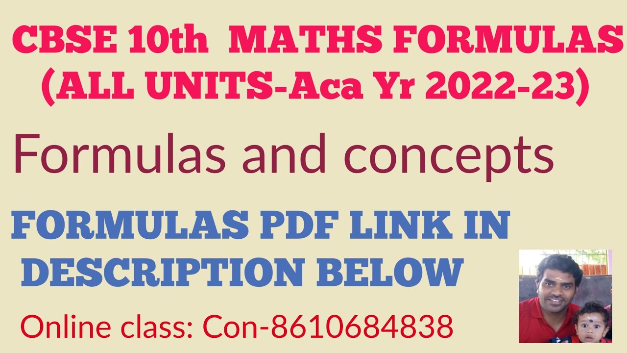 CBSE 10TH MATHS ALL FORMULAS & CONCEPTS IN SINGLE VIDEO | FORMULAS IN ...