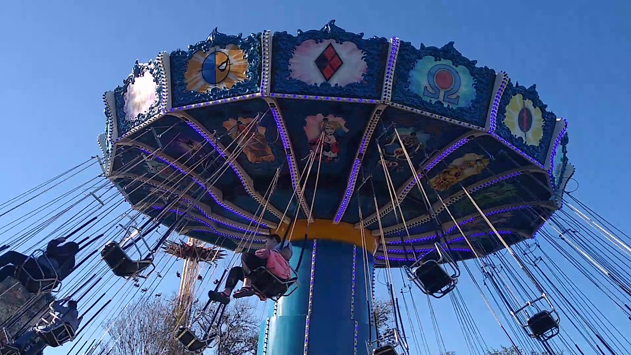 Six Flags Fiesta Texas DC Super Villains Swing - YouTube