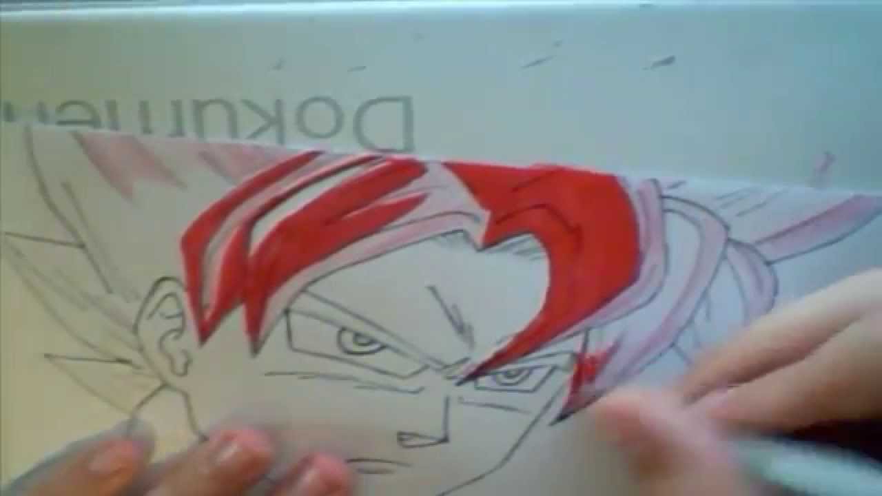 Tutorial Drawing Son Goku Super Saiyan God - YouTube