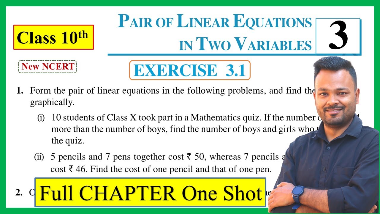 Class 10th Maths Exercise 3.1 || Class 10 ex 3.1 || Ch 3 Pair Of Linear ...