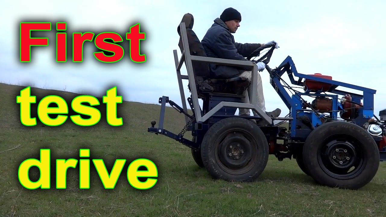 My homemade garden tractor. First test drive - YouTube