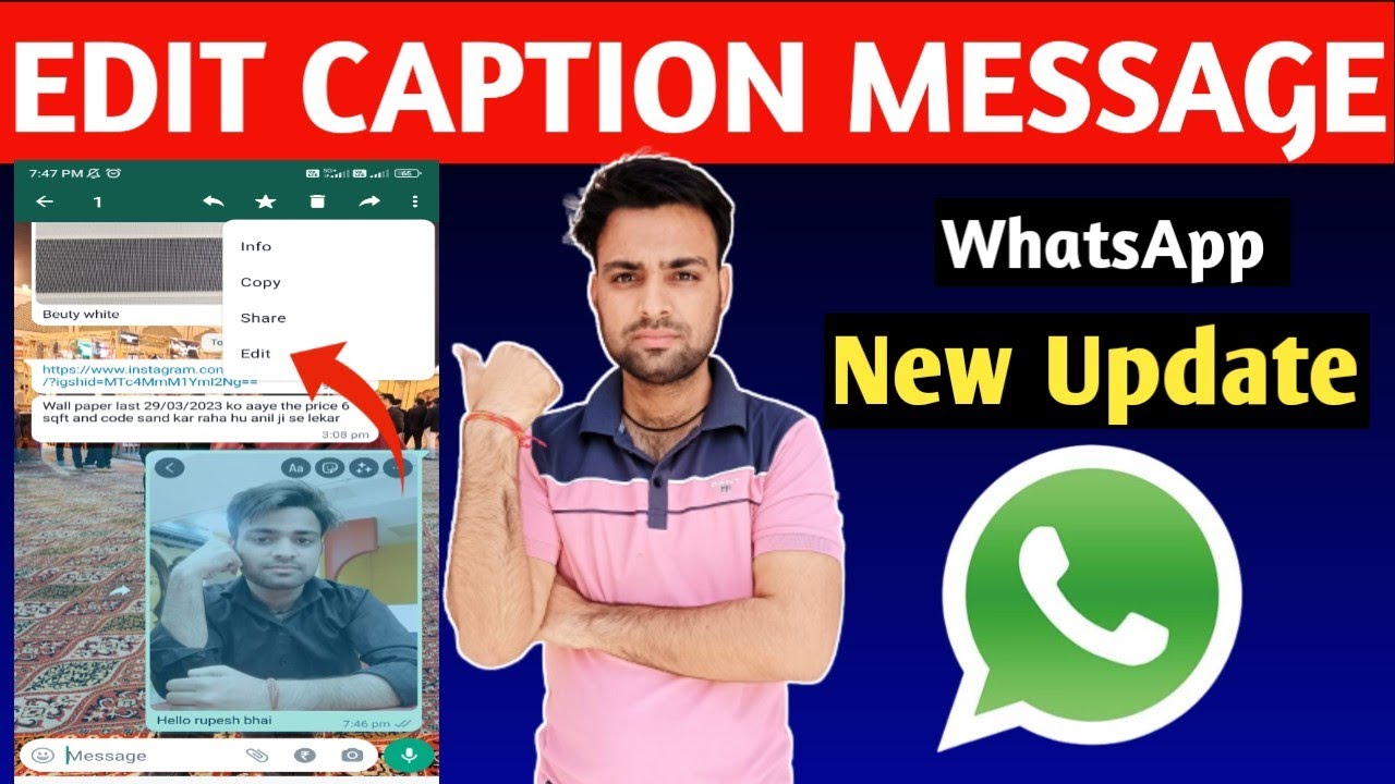 WhatsApp Caption message edit feature |Edit Caption message New update ...