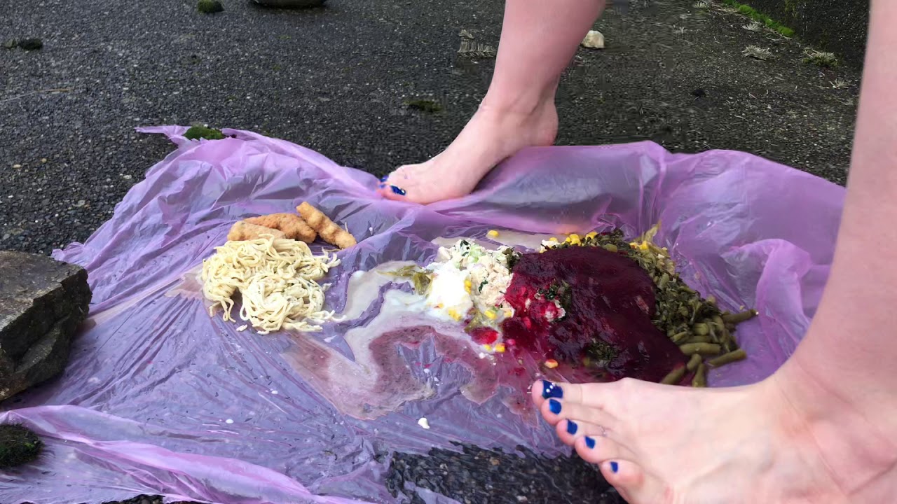 Girl with big feet stomping leftovers👣 - YouTube