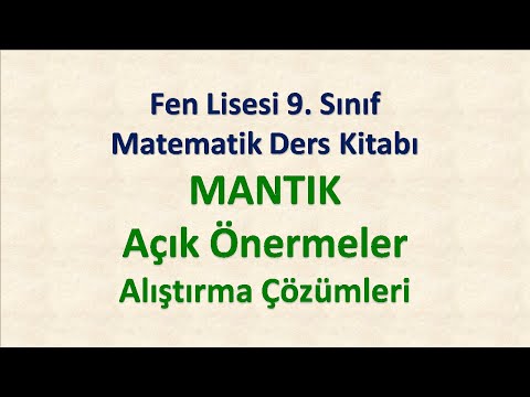 Mantık - Açık Önermeler Alıştırma Çözümleri - Fen Lisesi 9. Sınıf Matematik Ders Kitabı Sayfa 36