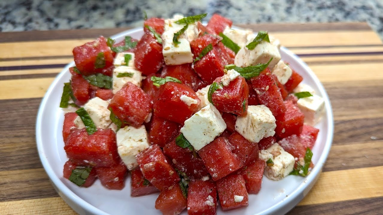 Delicious Watermelon Salad | Watermelon Feta Cheese Salad for Summer ...