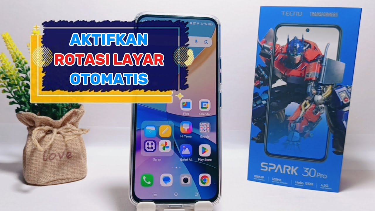 Cara Mengaktifkan Rotasi Layar Otomatis Di Hp Tecno Spark 30 Pro - YouTube