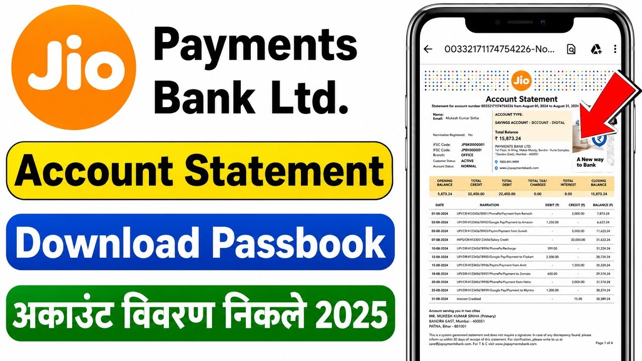 How to Download Jio Payment Bank Account Statements | jio bank account ...