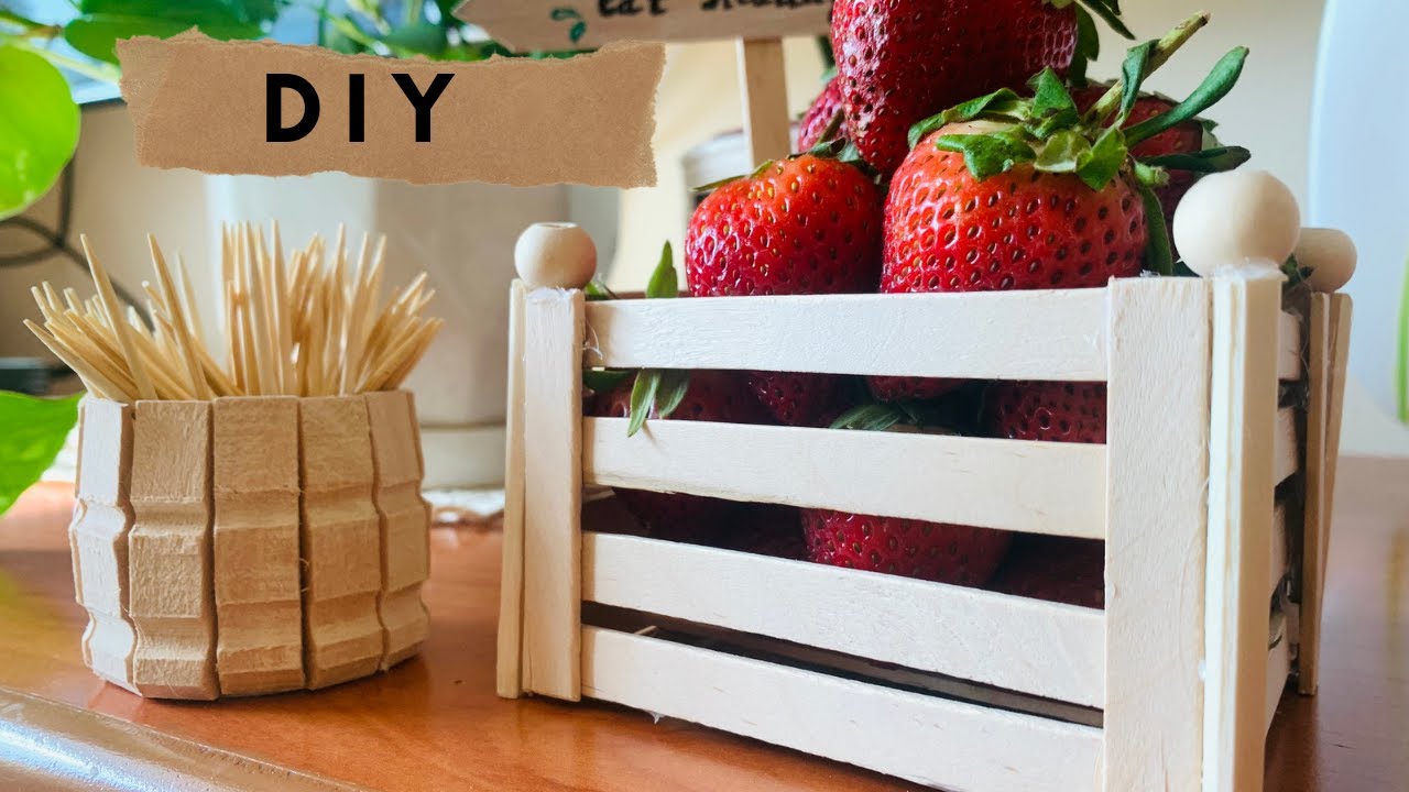 Diy popsicle stick craft | popsicle stick fruit crate | Diy crate ...