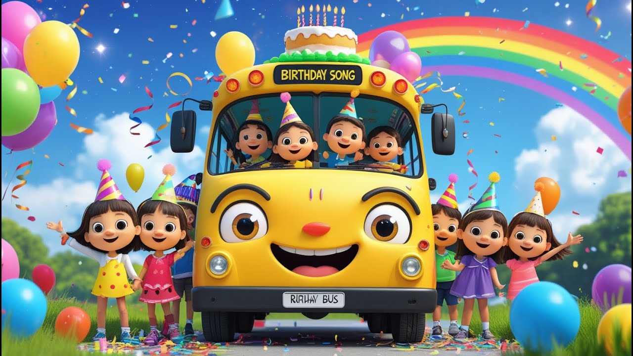 Wheels on the Birthday Bus Song | Birthday Song for Kids | Nursery ...