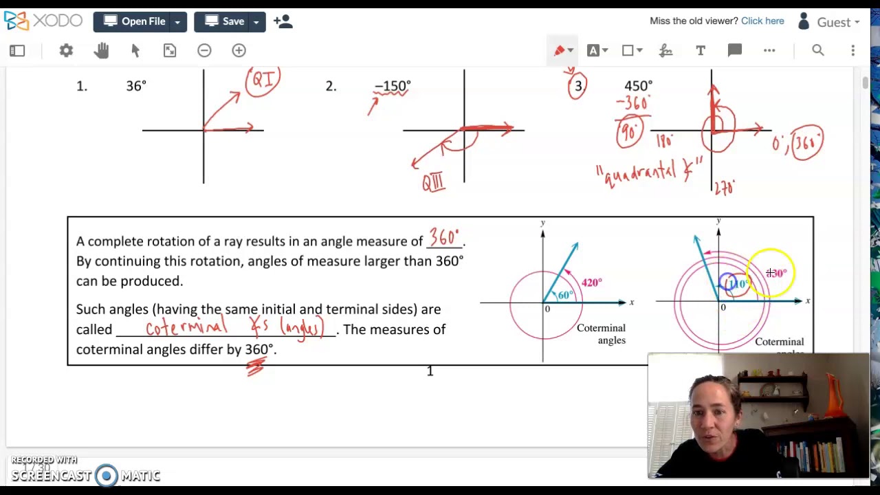 Acc Alg 2 Angles Basics - YouTube