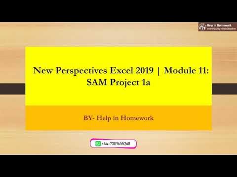 New Perspectives Excel 2019 | Module 11: SAM Project 1a | Help in ...