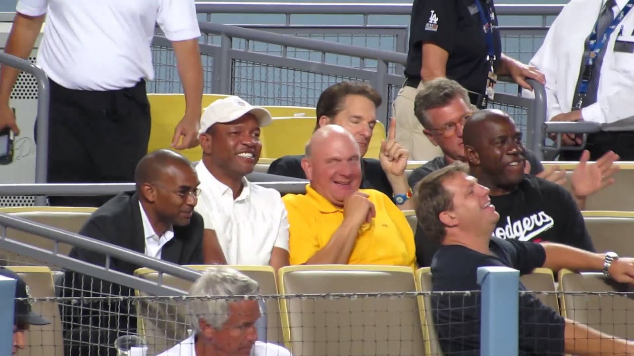 Magic Johnson Steve Ballmer Doc Rivers @Dodgers 8/19/14 - YouTube