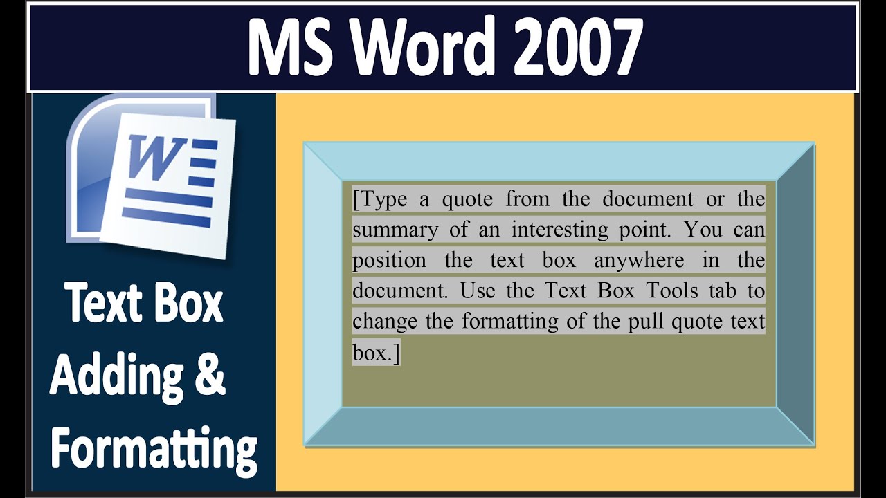 Insert/add Text Box in MS Word 2007/It is so easy with professional way ...