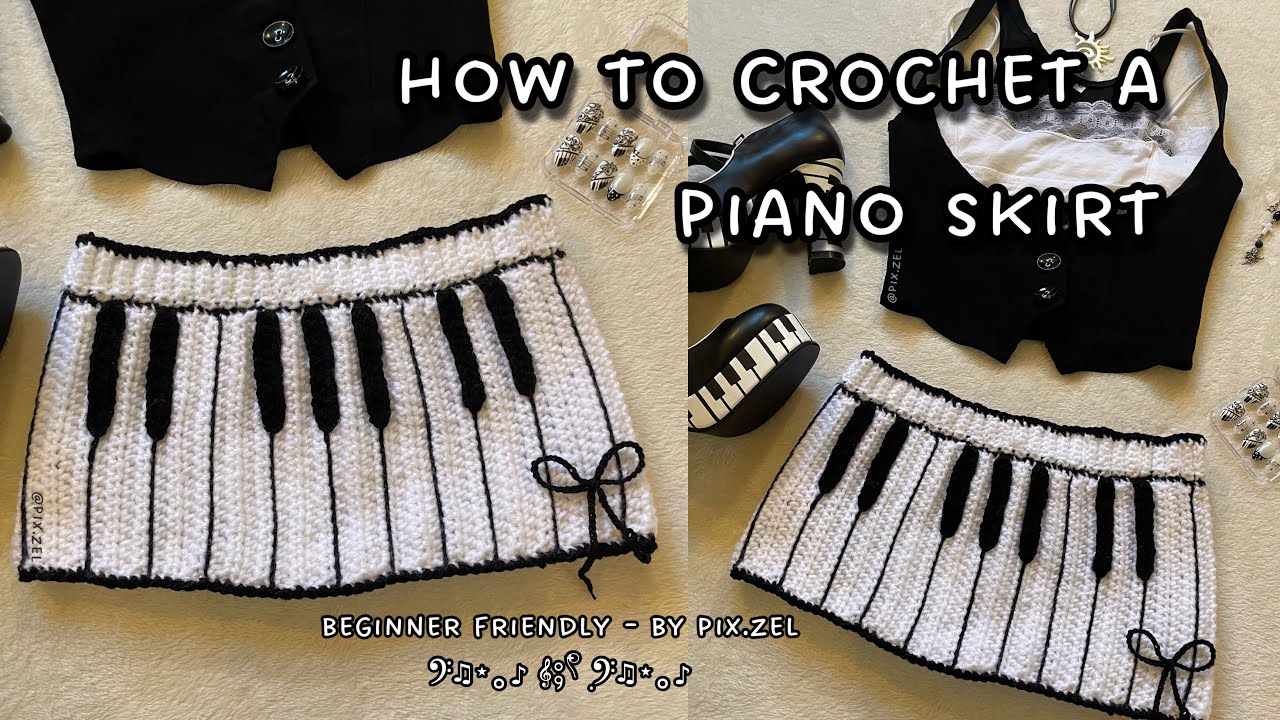 Crochet Piano Skirt 🎹 | Beginner friendly | No color changes 🖤 | 2 out ...