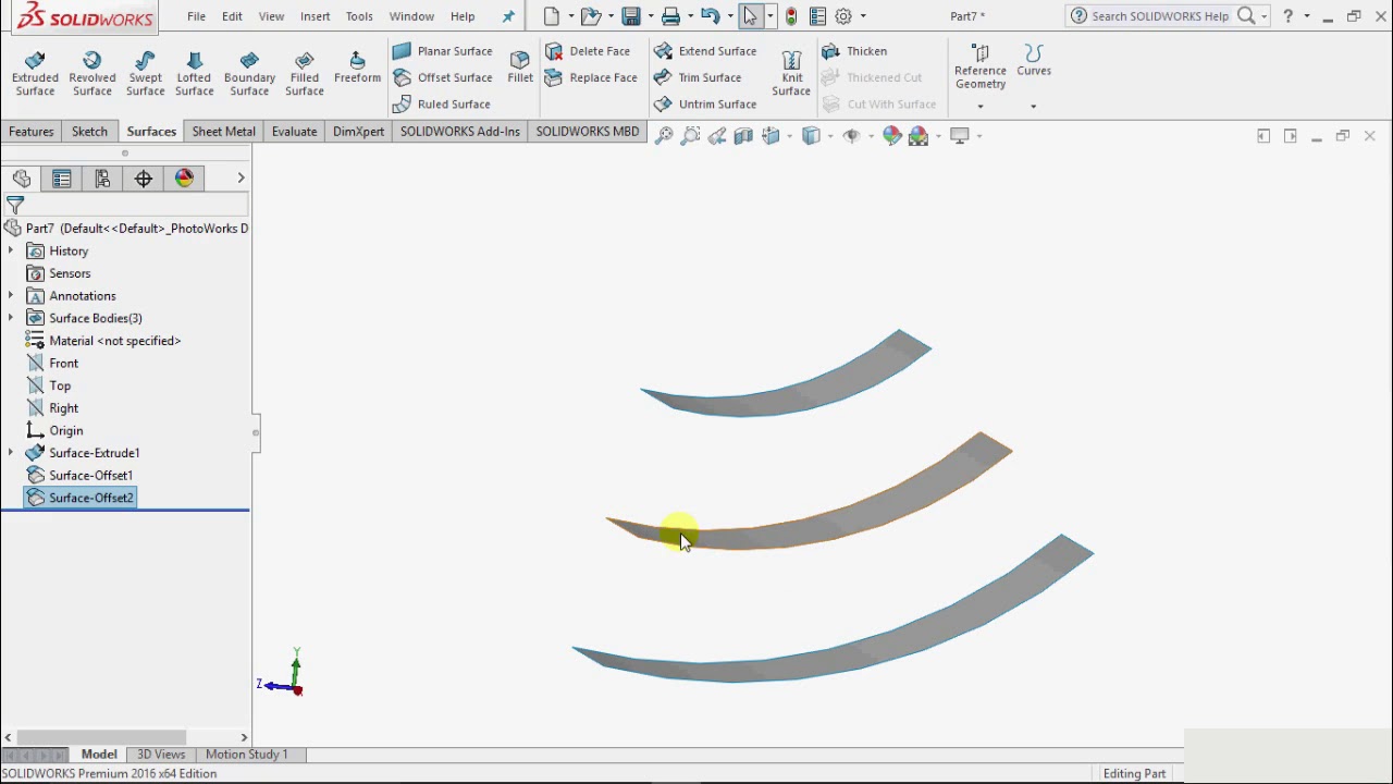 OFFSET AND RULED SURFACE - Solid Works Tutorial - YouTube