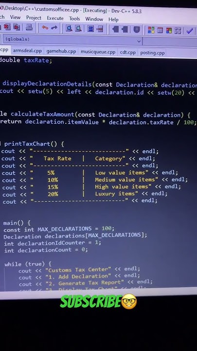Tax Type In C Ide Dev C Cppprogramming Codingtime Codinglife
