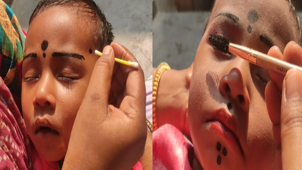 How To Put Makeup for Babies? Baby Daily Face Makeup by Kajol ll Simple ...