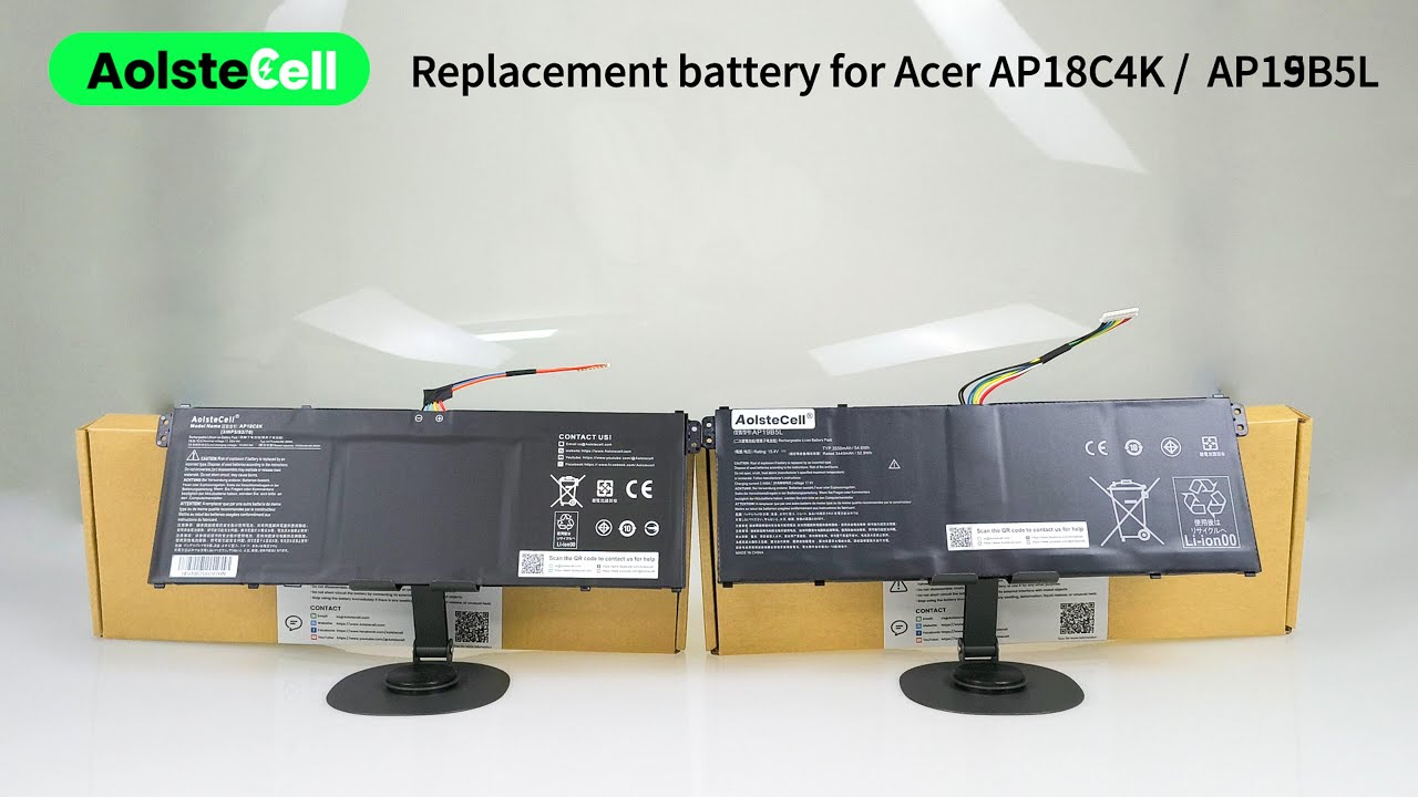 Replacement battery for Acer AP18C4K, AP19B5L ( 48Wh 3 cells & 54.6Wh 4 ...