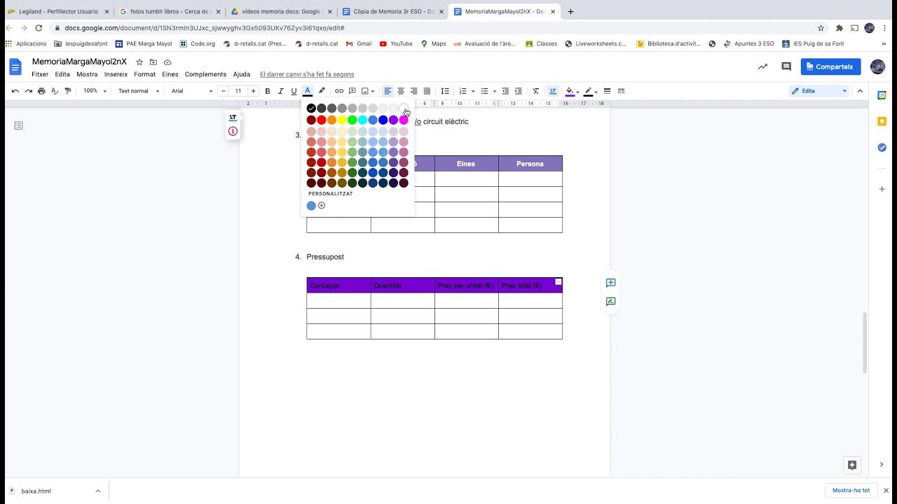 10- Crear taules amb el google DOCS (apartat 3 i 4) - YouTube