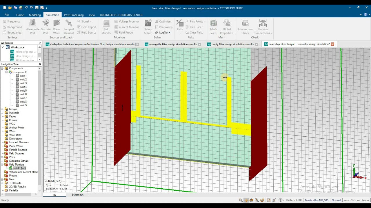 band stop filter design simulation result discussion in cst - YouTube