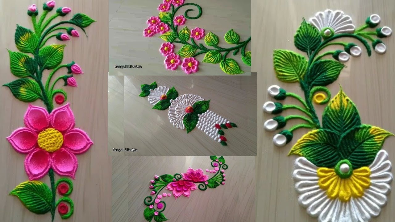 beautiful flowers rangoli designs | Diwali special rangoli designs ...