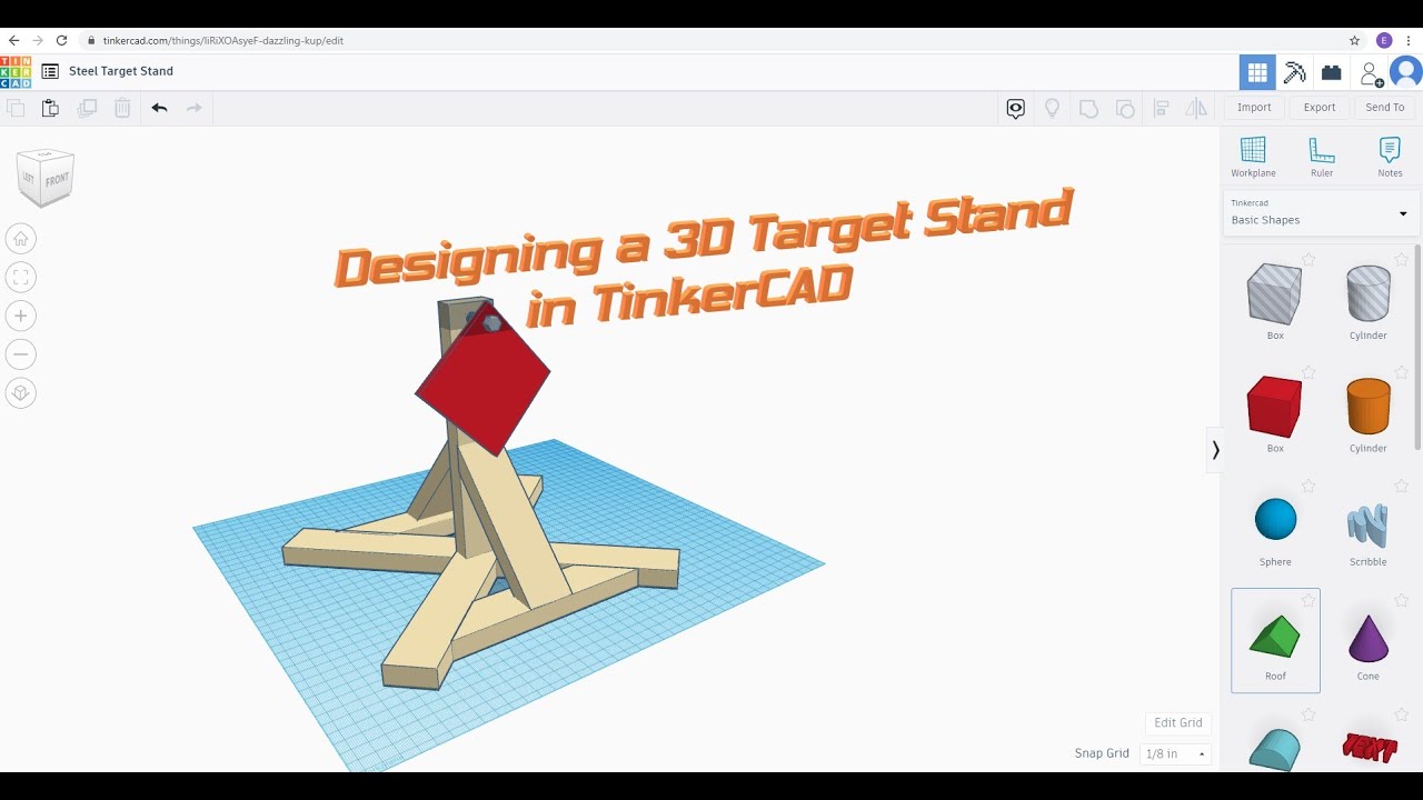Designing a target stand for steel targets in TinkerCAD - YouTube