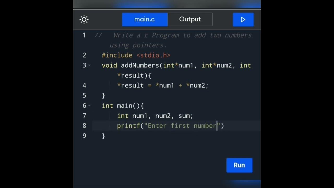 How To Write A C Program To Add Two Numbers Using Pointers Coding Codewithkhushi Youtube