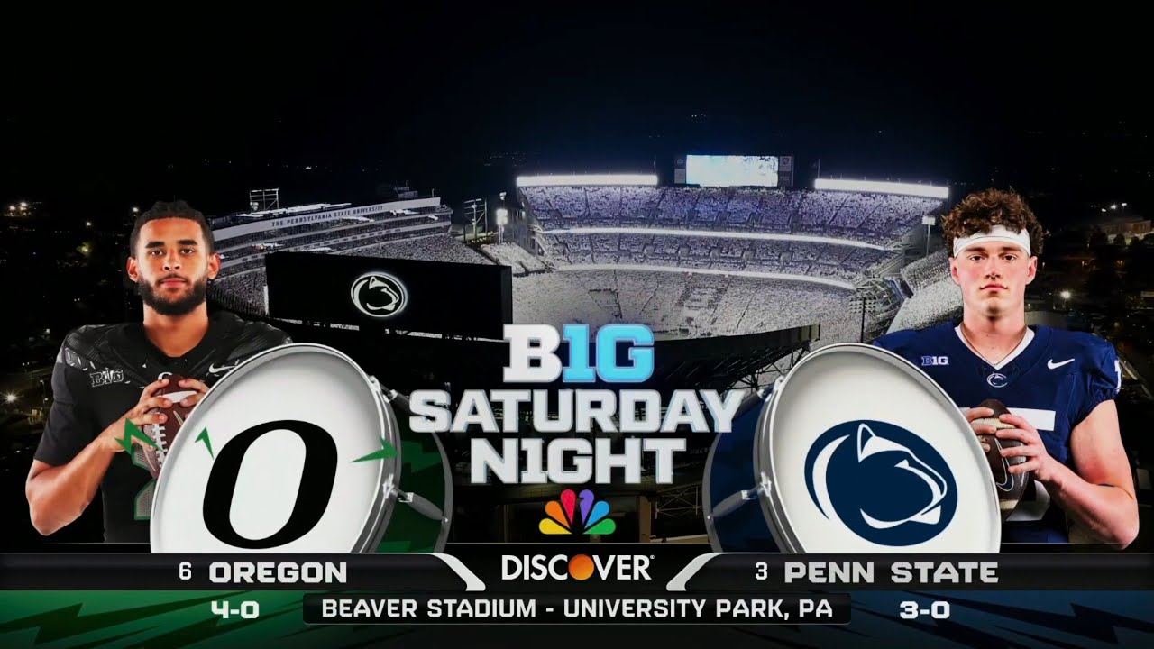 Big Ten Saturday Night on NBC intro | 6 Oregon @ 3 Penn State | 9/27 ...