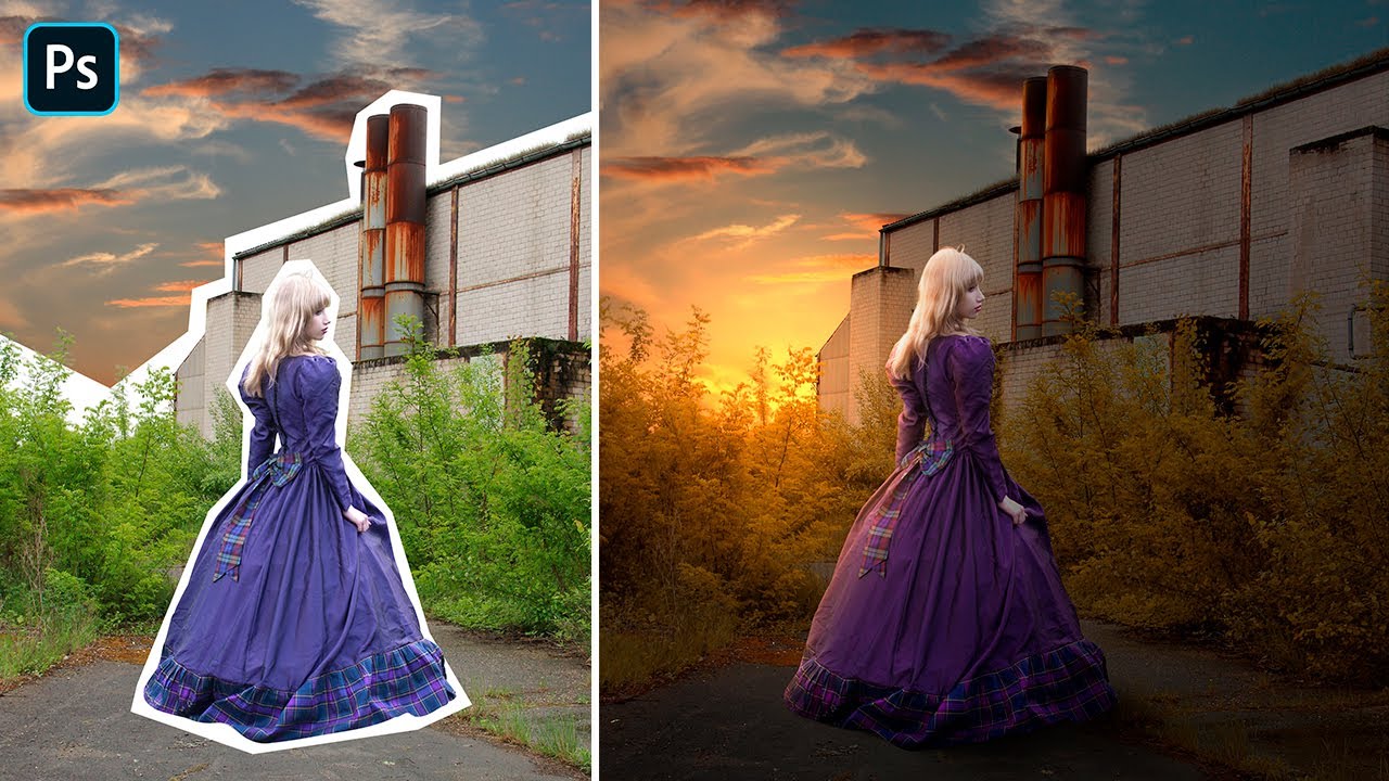 Make Photo Manipulation and Add a Ray of Sunset in Photoshop - YouTube