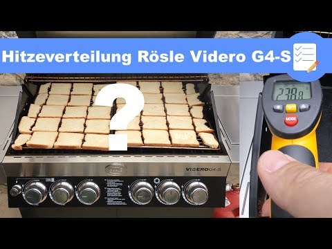 Hitzeverteilung im Rösle Gasgrill Videro G4-S - Toastbrot Test Version 2.0 - deutsch