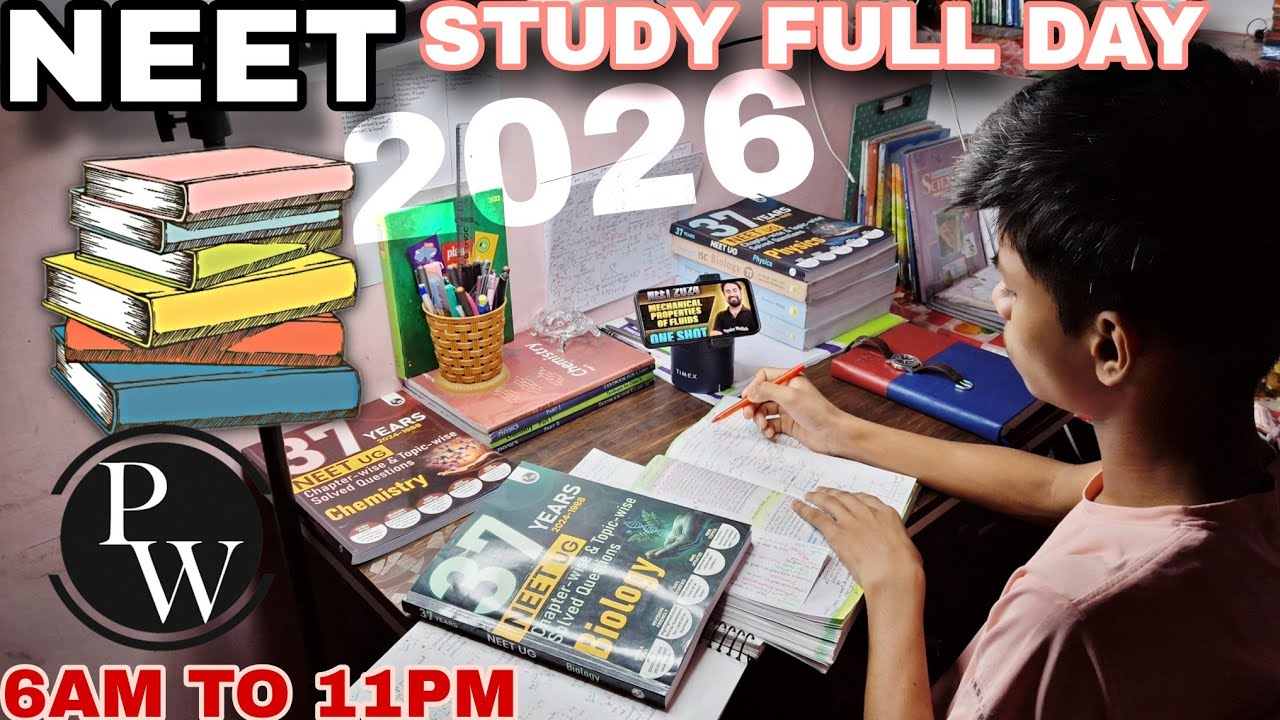 😎MAKING FULL DAY PRODUCTIVE FOR NEET 🥵STUDY 6AM TO 11PM By PW lectures ...
