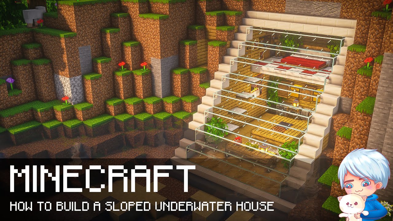 Minecraft | How to Build a Sloped Underwater House | ⛏️ Minecraft Build ...
