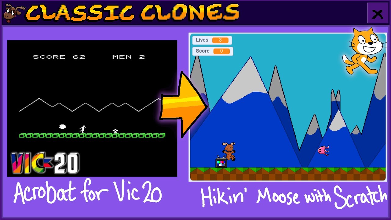 Full gamedev - Hikin' Moose - Scratch remake of "Acrobat" for Vic-20 ...