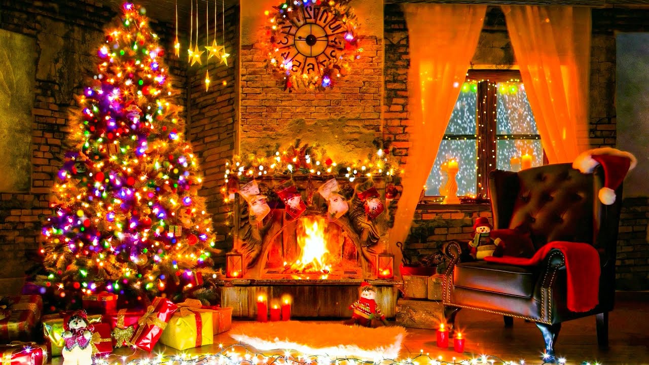 Beautiful Christmas Ambience Warm To Relax 🎅🎶 Christmas Piano Fireplace ...