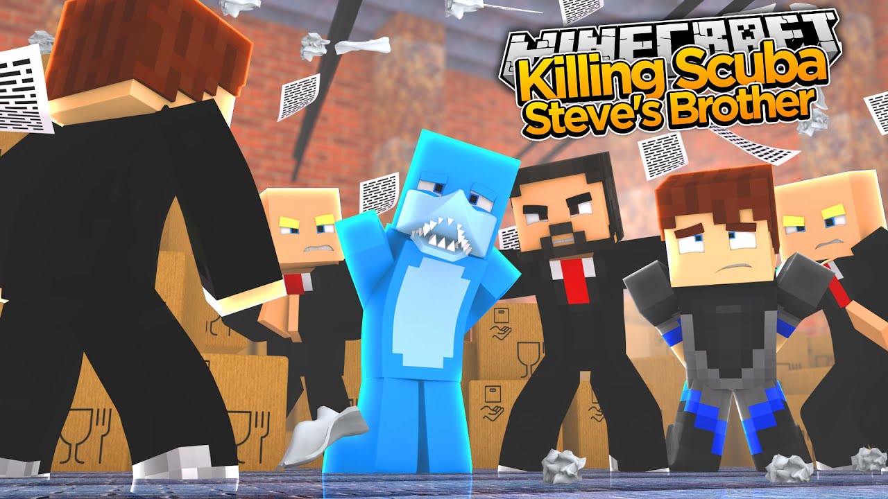 Minecraft - SCUBA STEVE'S BROTHER SAVES SHARKY'S FAMILY!!! - YouTube
