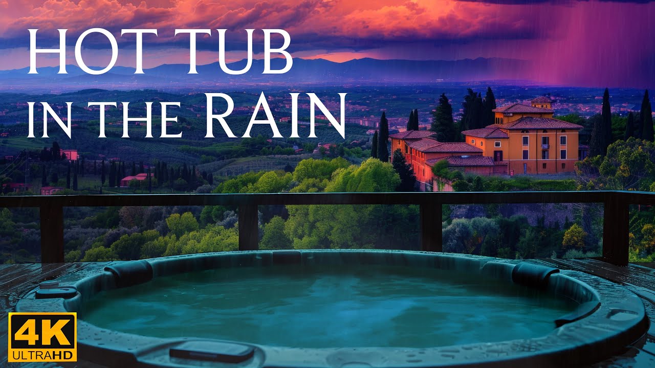 Hot Tub in the Rain - 3 hours of relaxing ambience with rainfall - YouTube
