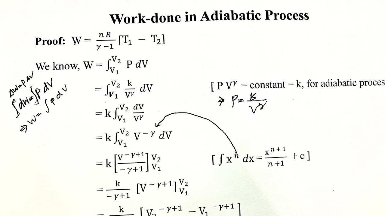 Work done in adiabatic process || Thermodynamics - YouTube