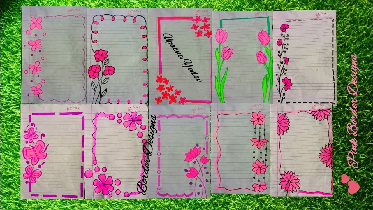 PINK COLOR 💞💕💗BEAUTIFUL BORDER DESIGNS FOR SCHOOL PROJECT/A4SHEET ...