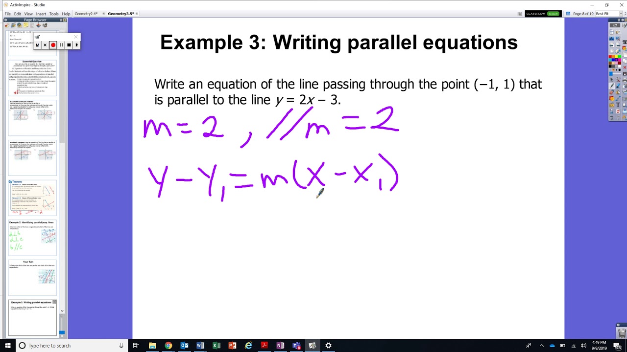 Writing Parallel Equations 3 5 - YouTube