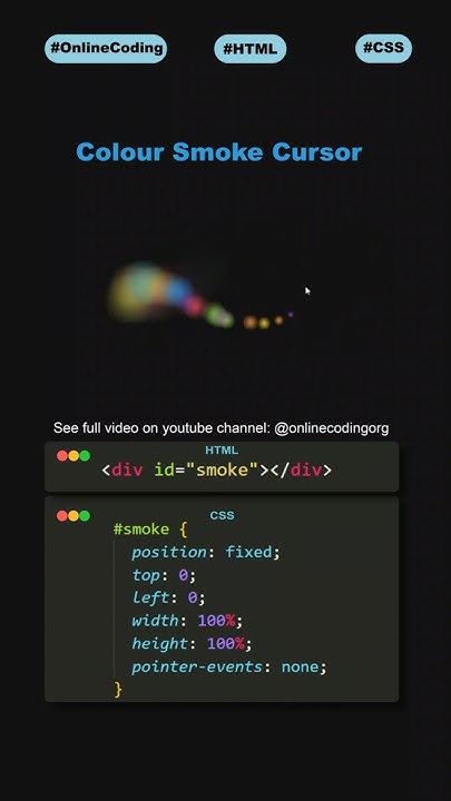 🫣😎CREATE Amazing Colourful Smoke Cursors with HTML, CSS and JavaScript! #csseffect # ...