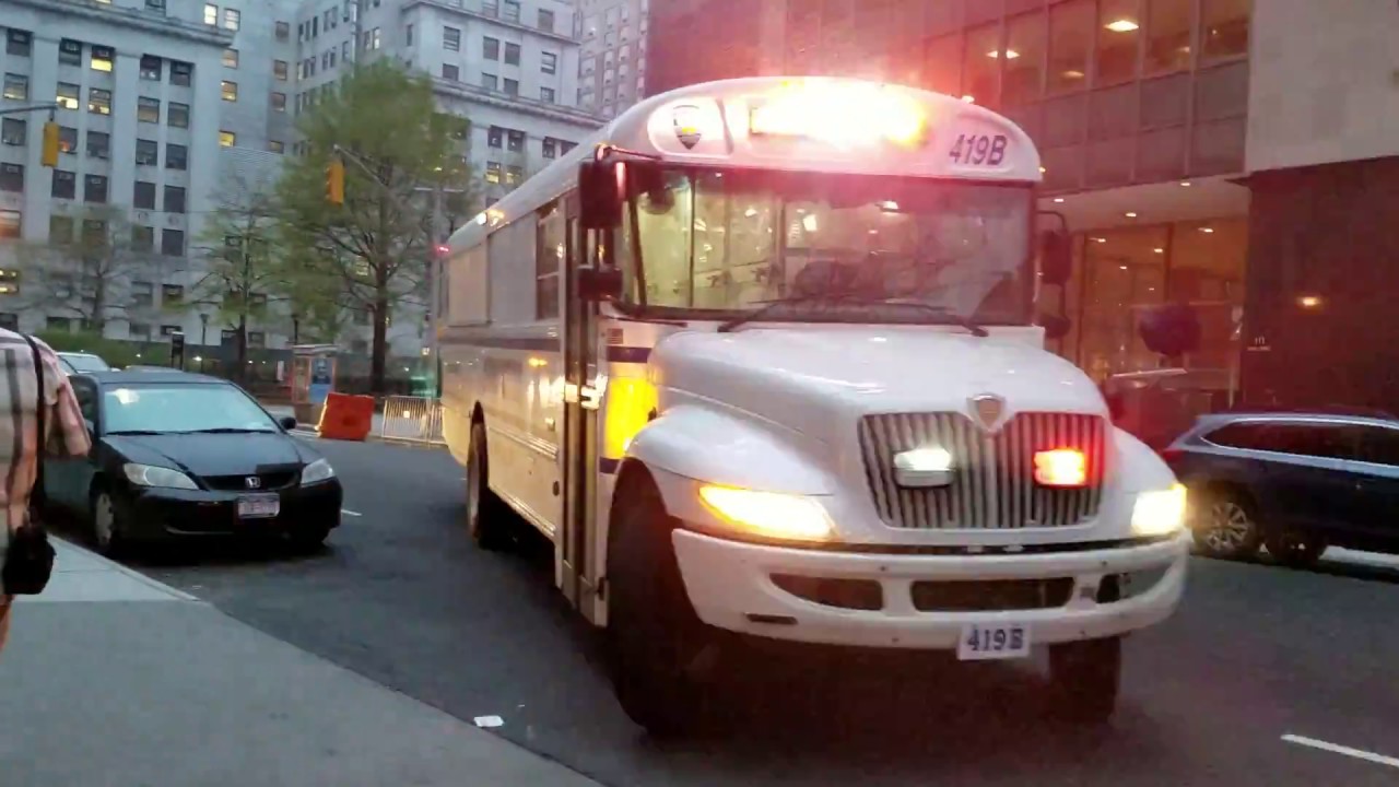 New York Corrections Department Transport Bus Awaiting To Enter ...