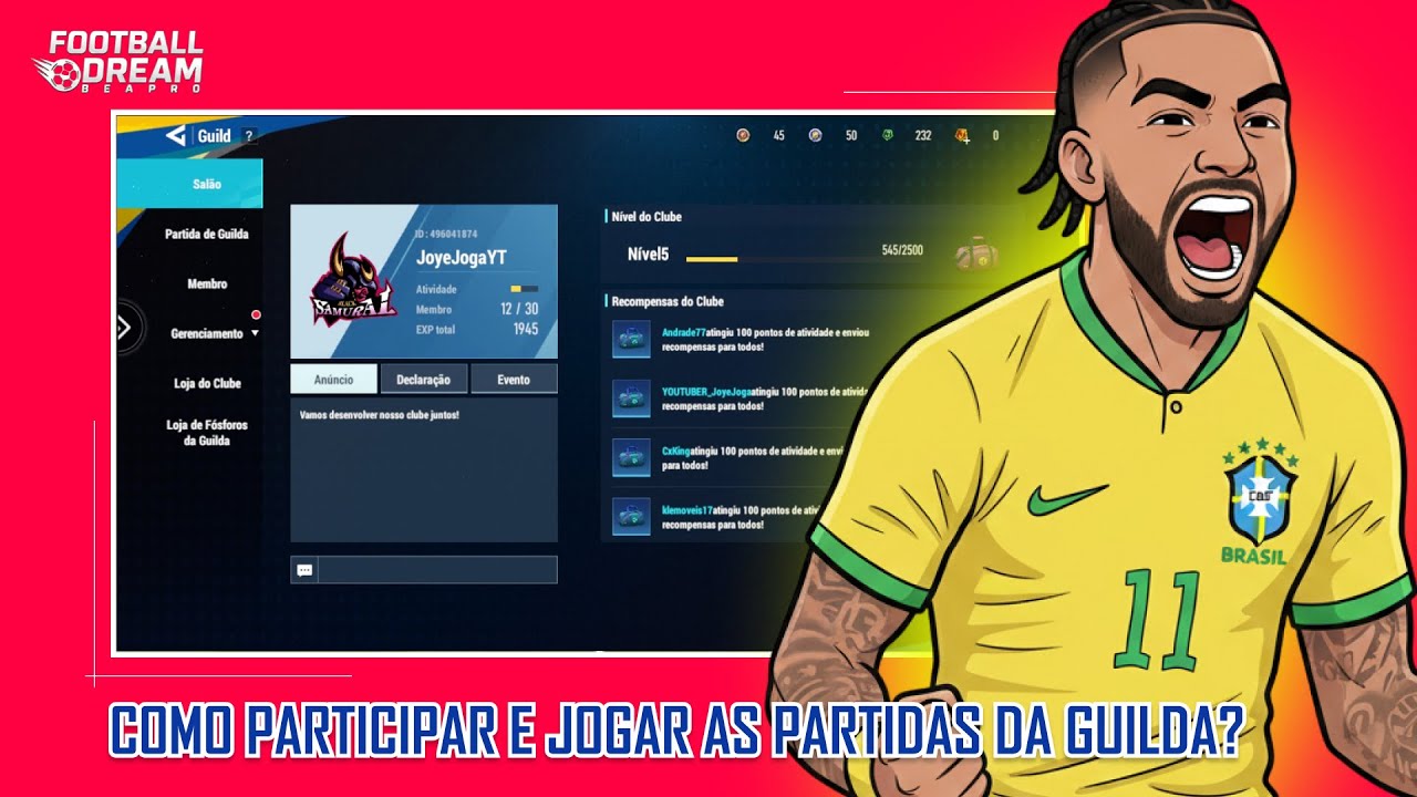 COMO JOGAR PARTIDAS DA GUILDA NO FOOTBALL DREAM BE A PRO? - YouTube