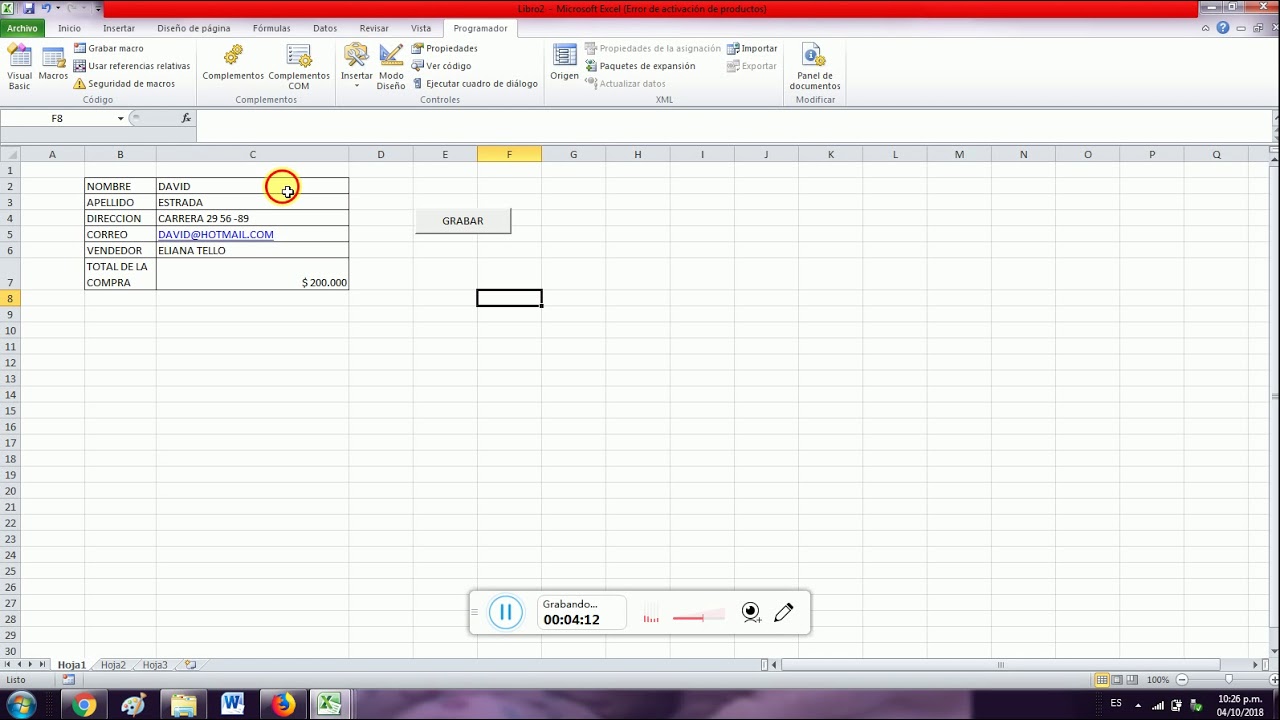 como alimentar una base de datos con una MACRO - YouTube