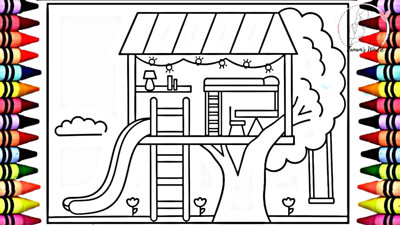 How To Draw Tree House For Kids & Toddlers | Easy Drawing/Step-By-Step ...