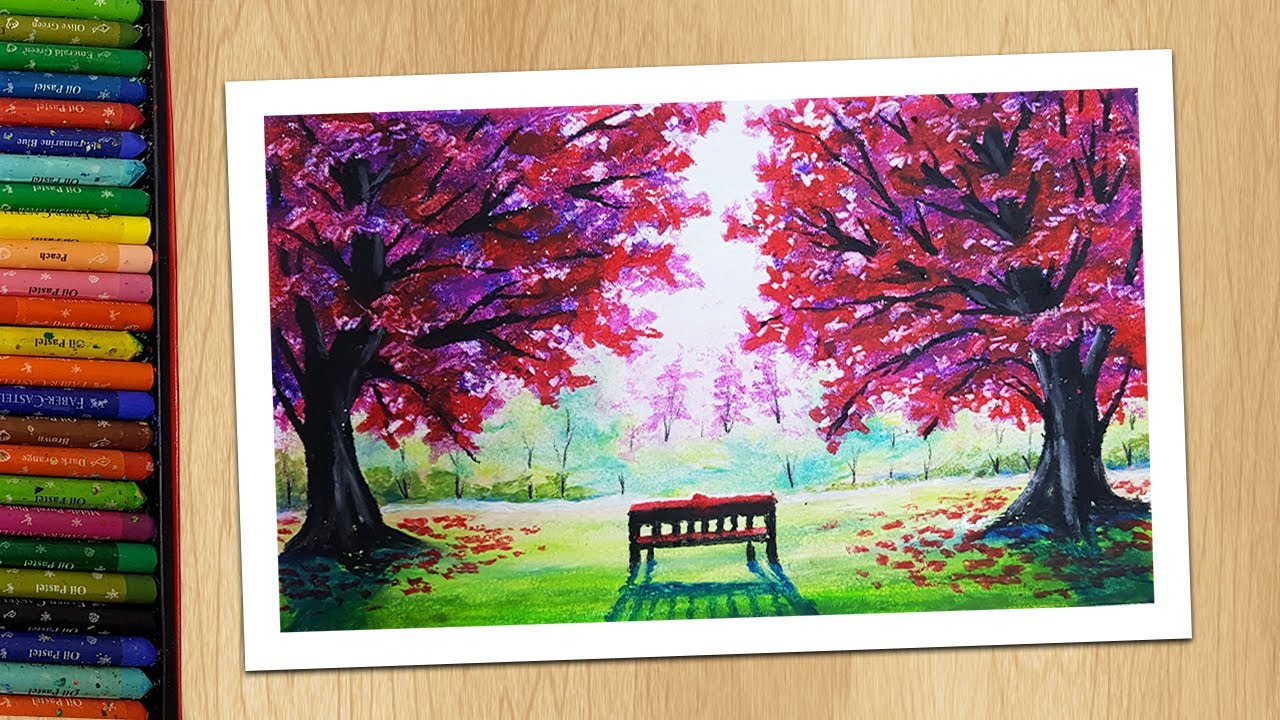 How to Draw Beautiful Trees with Oil Pastels |Drawing for Beginners ...