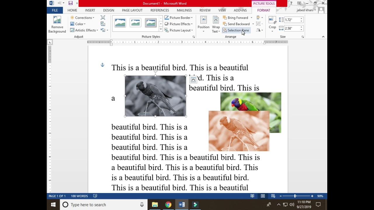 MS word-21: Picture Position, Crop, Wrap Text, Bring Forward, Bring ...