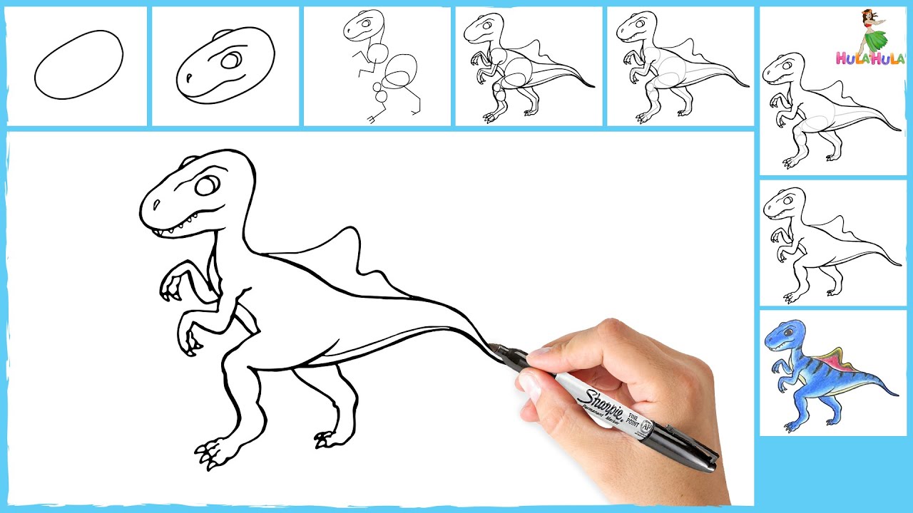 How to draw Concavenator dinosaur step by step | Hula Hula - YouTube