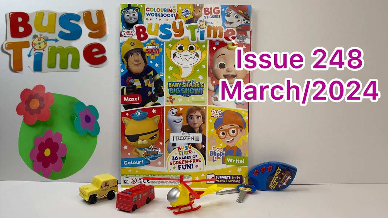 Busy Time magazine, issue 248, March/2024, with fireman Sam 3 vehicles ...